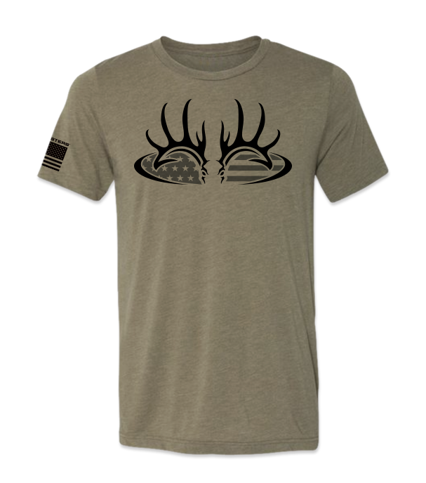 Buckmasters "AMERICAN FLAG" Heather Olive Short Sleeve Tee